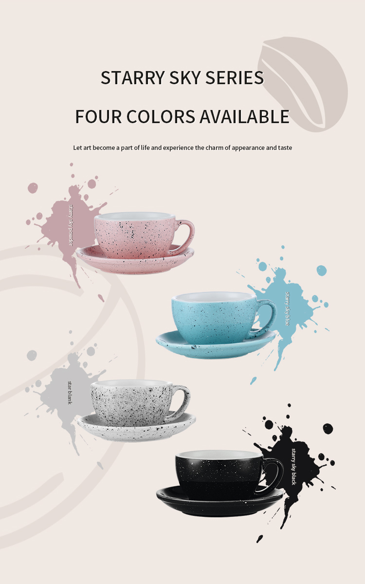 BINCOO 300ml Professional Latte Art Coffee Cup and Saucer Set - Ceramic ...