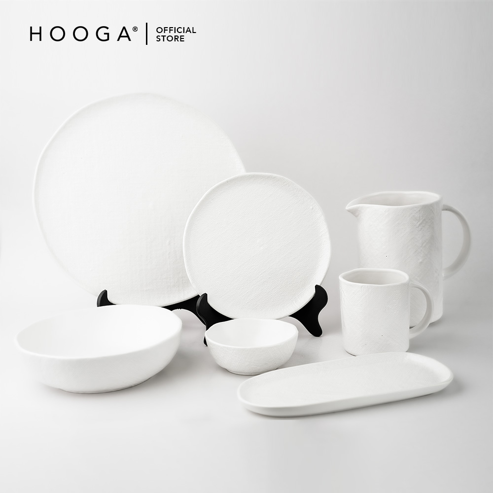 Hooga Lowell Dinnerware Textured White | Shopee Malaysia