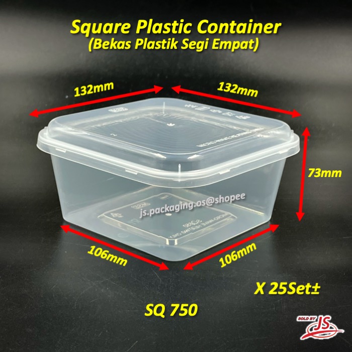 SQ 250/350/450/550/650/750 Square Disposable Tableware Plastic Food ...