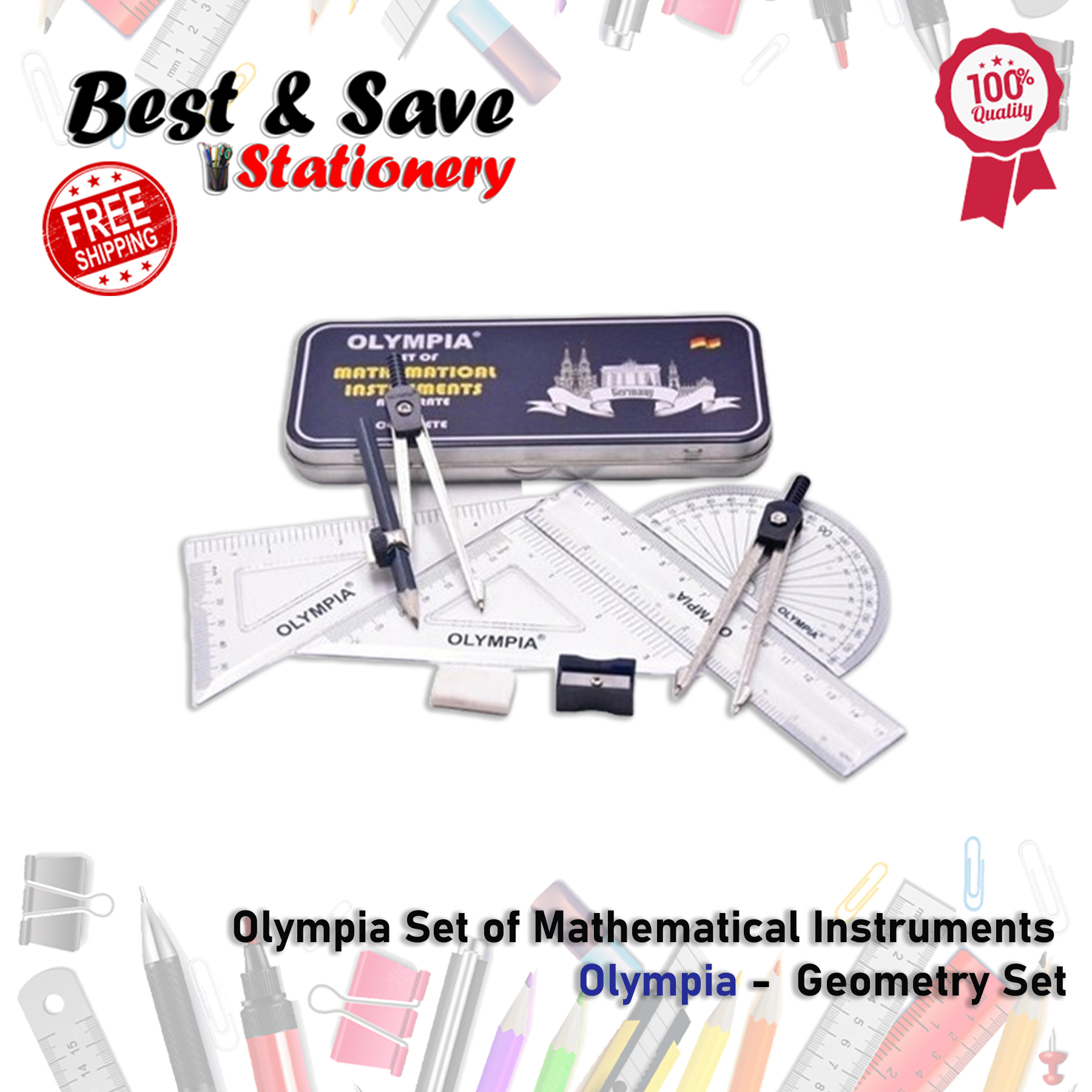 BEST & SAVE 100% Original Olympia Set of Mathematical Instruments- Geometry Set | Shopee Malaysia