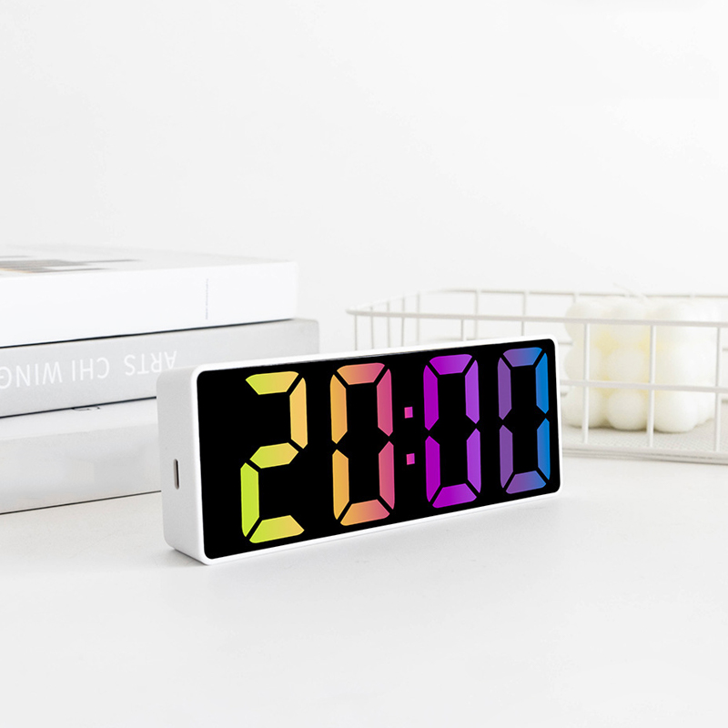 2 In 1 LED Mirror Digital Alarm Clock Dual Power Modes Beside Desktop ...