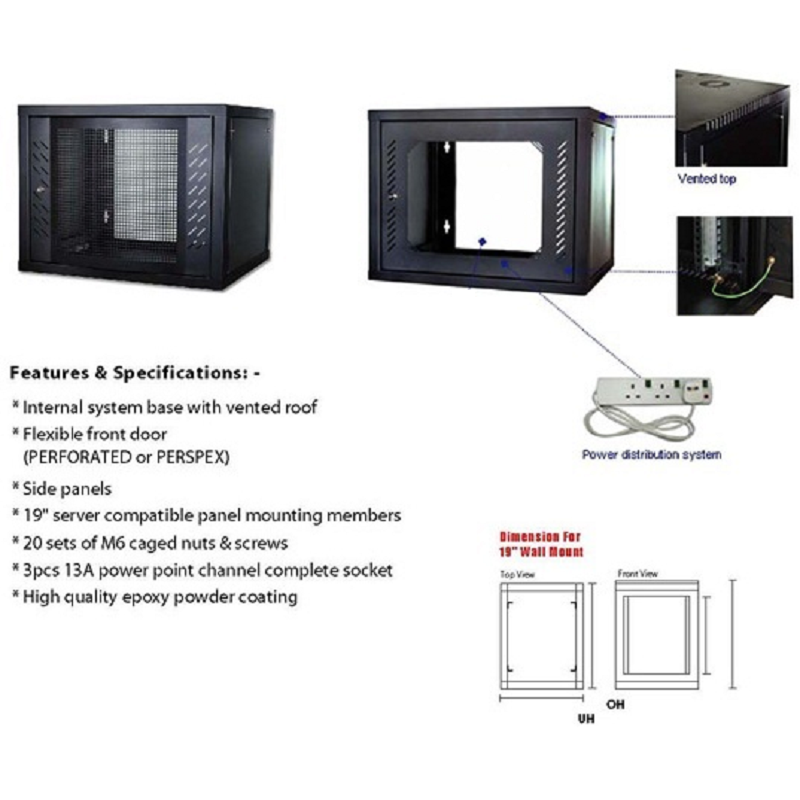 19" 9U Heavy Duty Wall Mount Server Rack - 9U Wall Mount Rack - 9U Wall ...