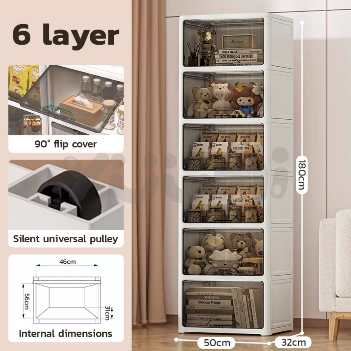 Yuumi New Large Space Transparency Almari Baju Plastik Cabinet Storage ...