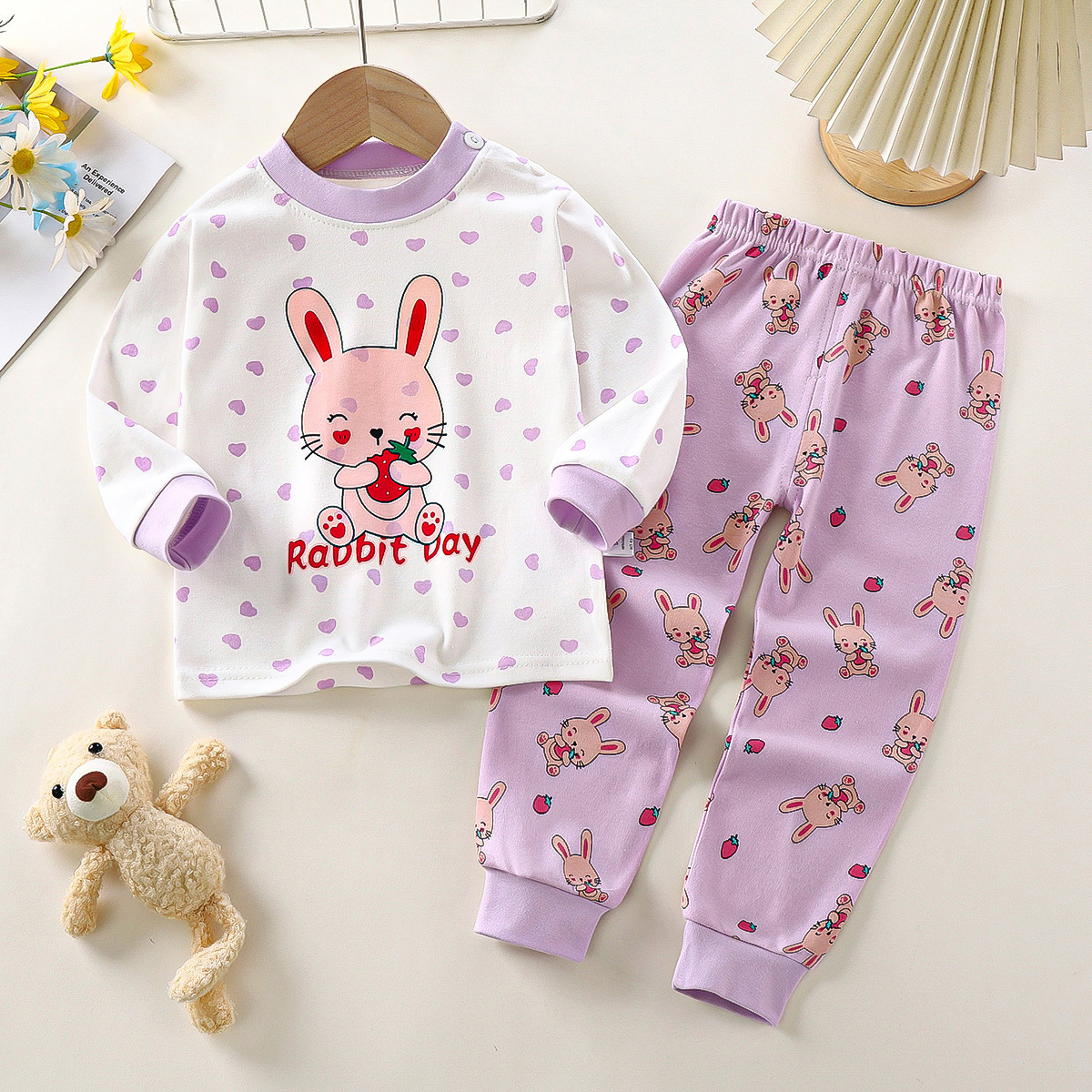 🎀[3Mths-5yrs]🎀 Baby Girl Cotton Pajamas Long-sleeved Shirt + Tousers ...