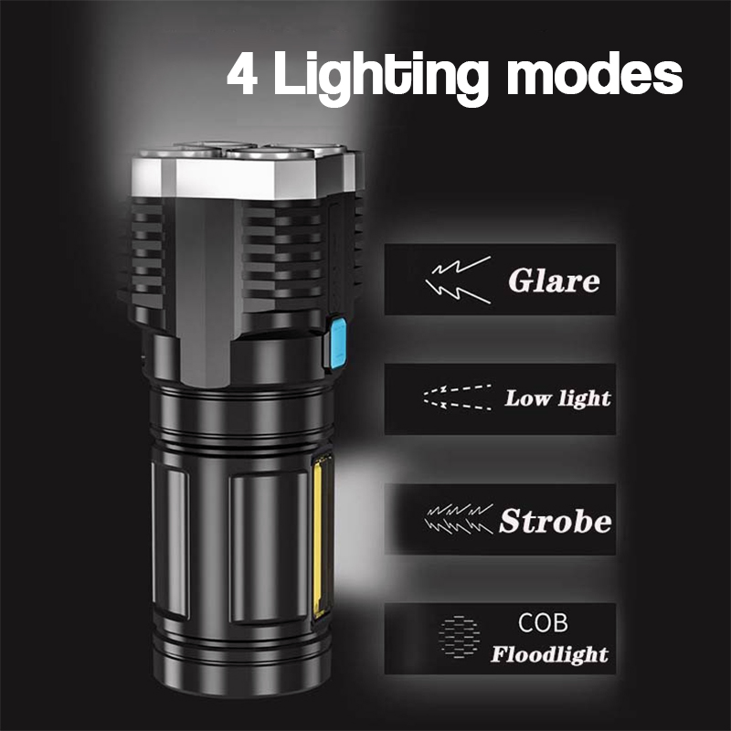 Strong LED Flashlight Adsorbable Waterproof USB charge Work Lights COB ...