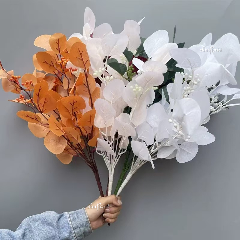 (7HEADS) MONEY PLANT ARTIFICIAL Silver Dollar Buah Daun Hiasan ...