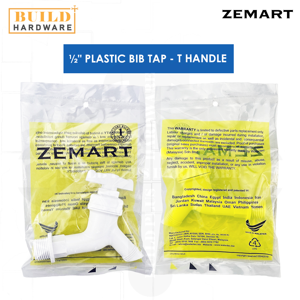 ZEMART/BOSS 1/2 inch PVC Bib Tap Stop Cock Socket Stopcock Garden Water ...