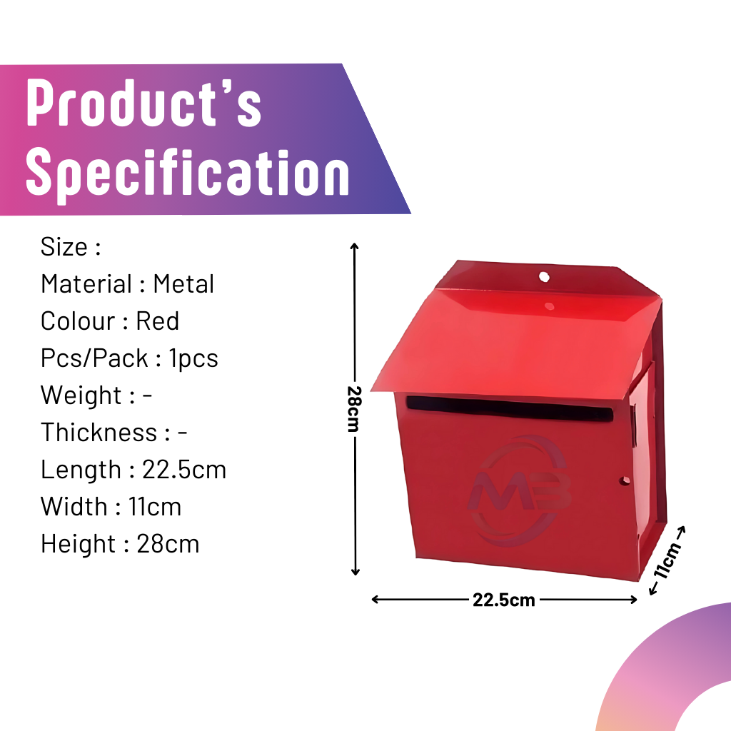 Peti Surat Besi | Red Metal Letter Box Mailbox Post Letter Box Magazine ...