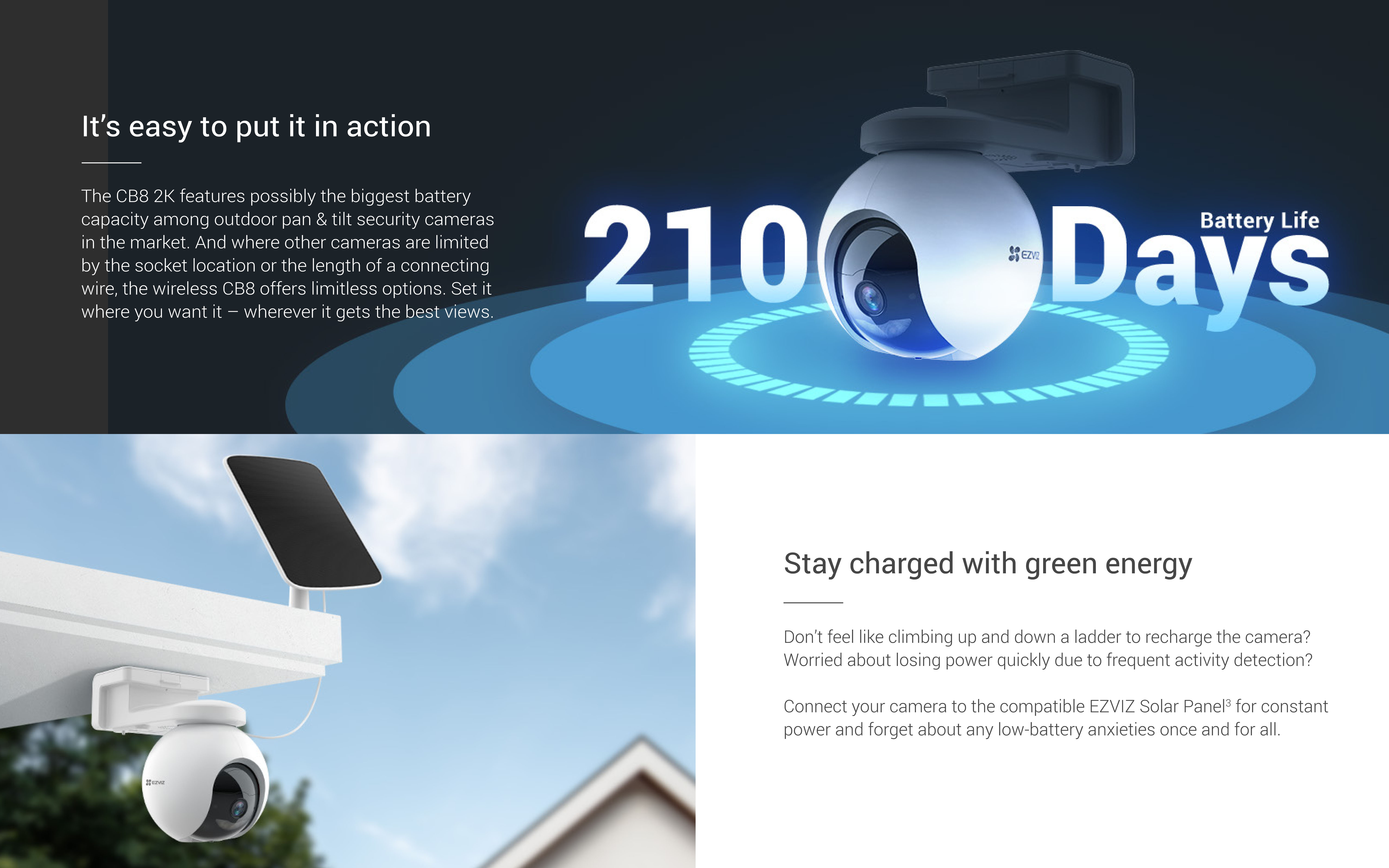 Ezviz CB8 2K(3MP) Ezviz 2K Pan & Tilt Battery-Powered Wi-Fi Camera ...