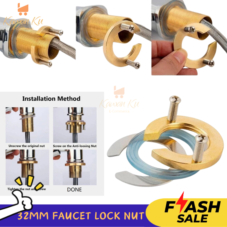 Faucet Lock Nut Fixing Fitting Kit with Anti loosing Nut for Kitchen ...