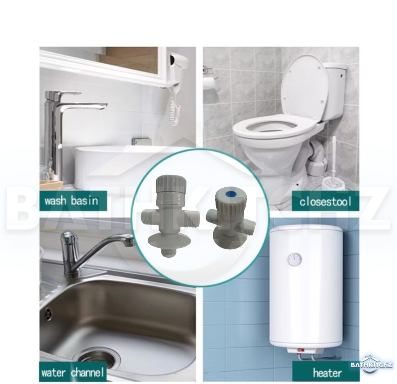 WATERTEC PVC Angle Valve White Stop Valve Plastic Bidet Valve Toilet PP ...