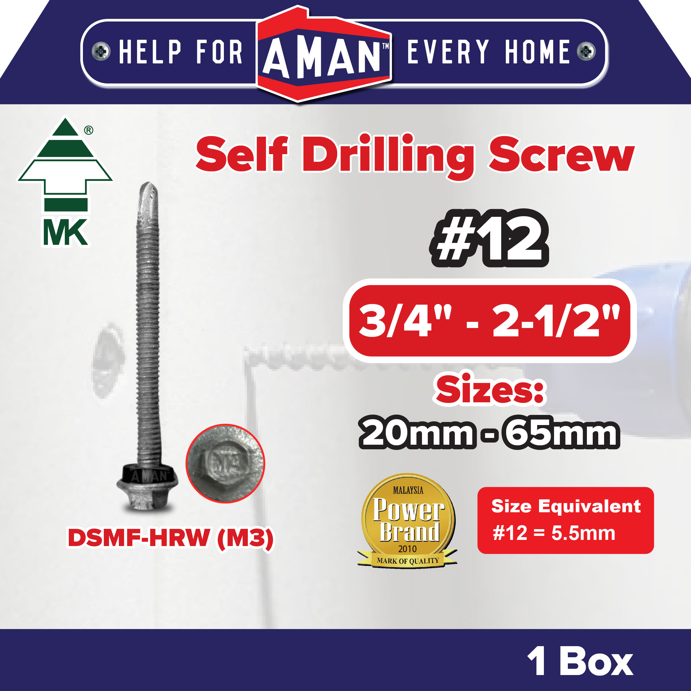 MK Self Drilling Screw Skru Mata Drill Besi M3 With Washer DSMF-HRW 620 ...