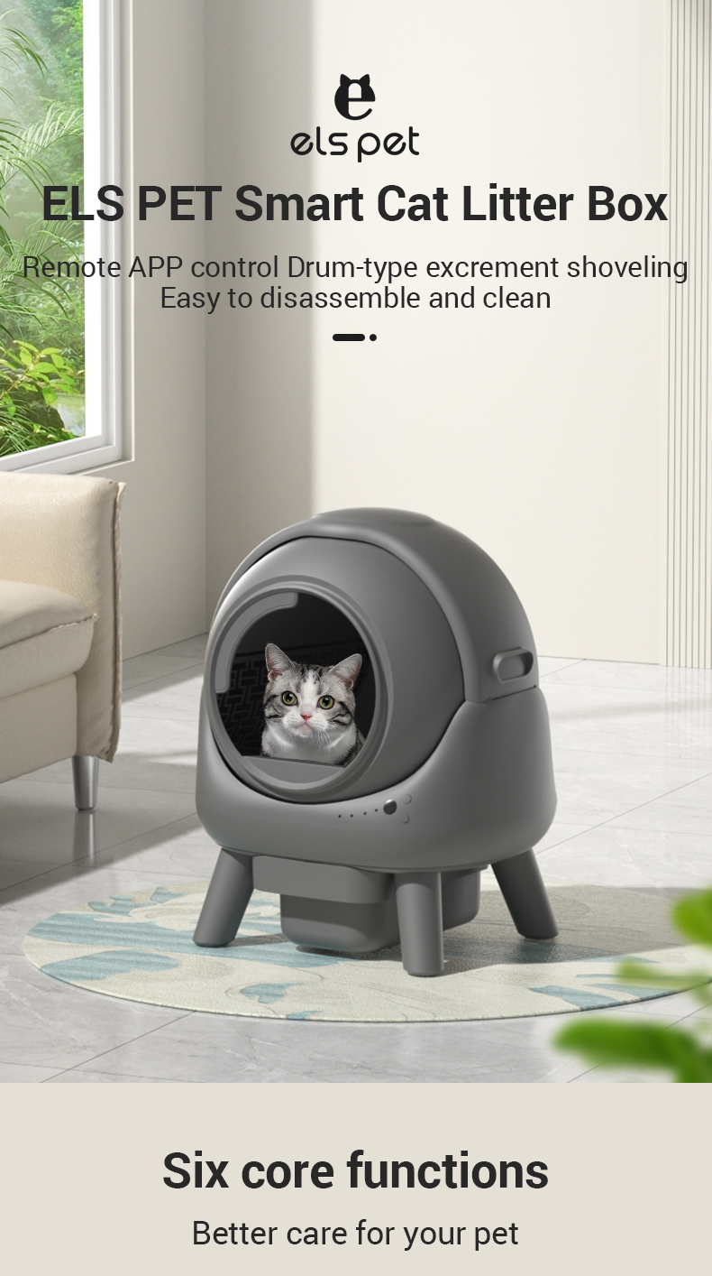 els pet Smart Cat Litter Box Automatic remote APP control 50L large ...