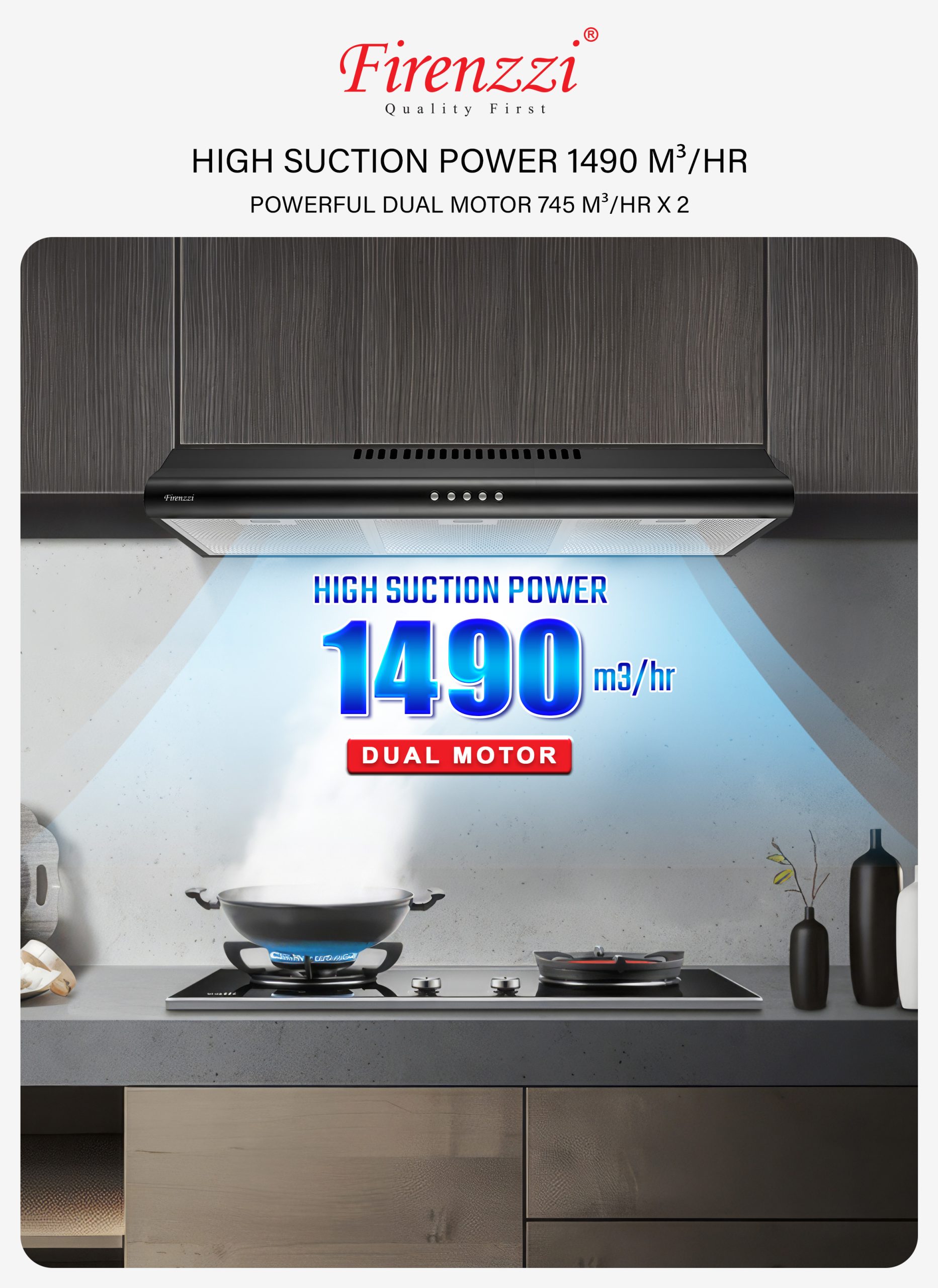 FIRENZZI DUAL MOTOR SLIM HOOD FH-902 BK COOKER HOOD 1490m³/hr | Shopee Malaysia