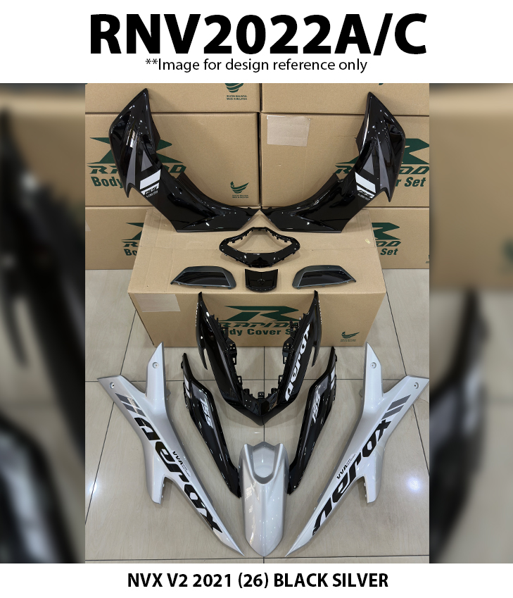 YAMAHA Nvx V2 2021 (26) Black Silver RAPIDO Coverset Body Cover Sticker ...
