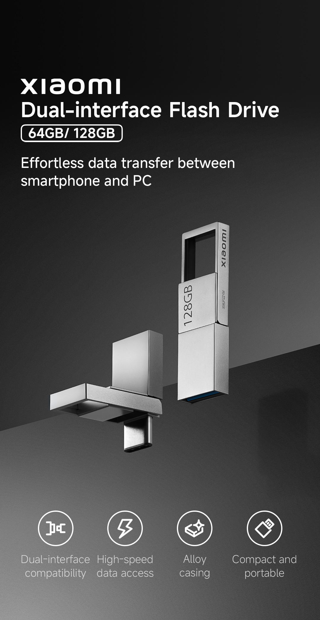Xiaomi Dual-interface Flash Drive 64GB/128GB| USB-C & USB-A Interface ...