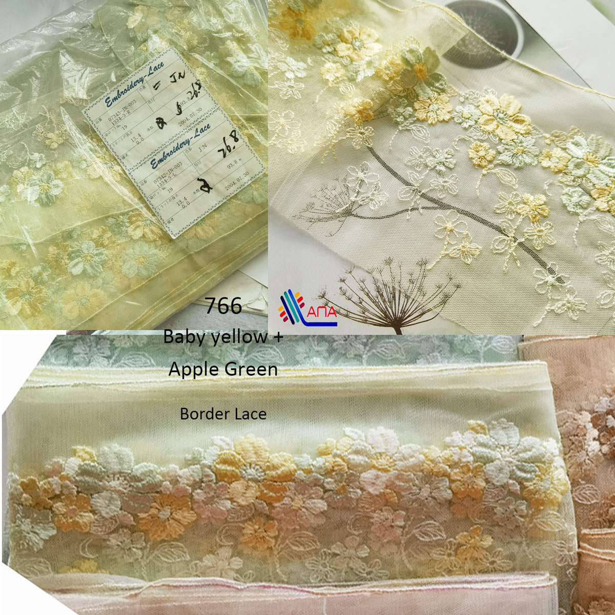 Ana Textile Border Lace Sulam Green Matcha Sage Green Mint Green Colour ...