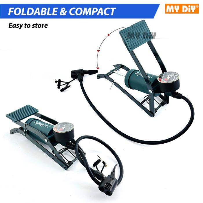 BUSTER HEAVY DUTY BICYCLE PUMP SINGLE CYLINDER PEDAL FOOT PUMP PRESSURE ...
