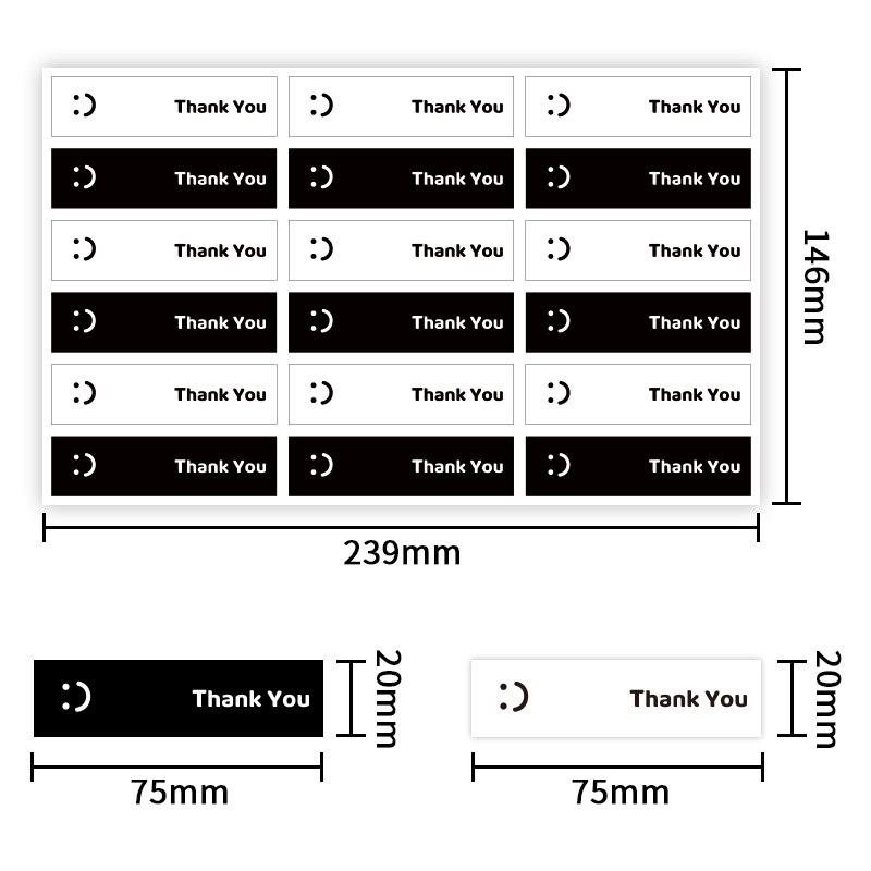 LBS • 100pcs sticker Long Sticker HANDMADE THANK YOU Long strip Cookies ...