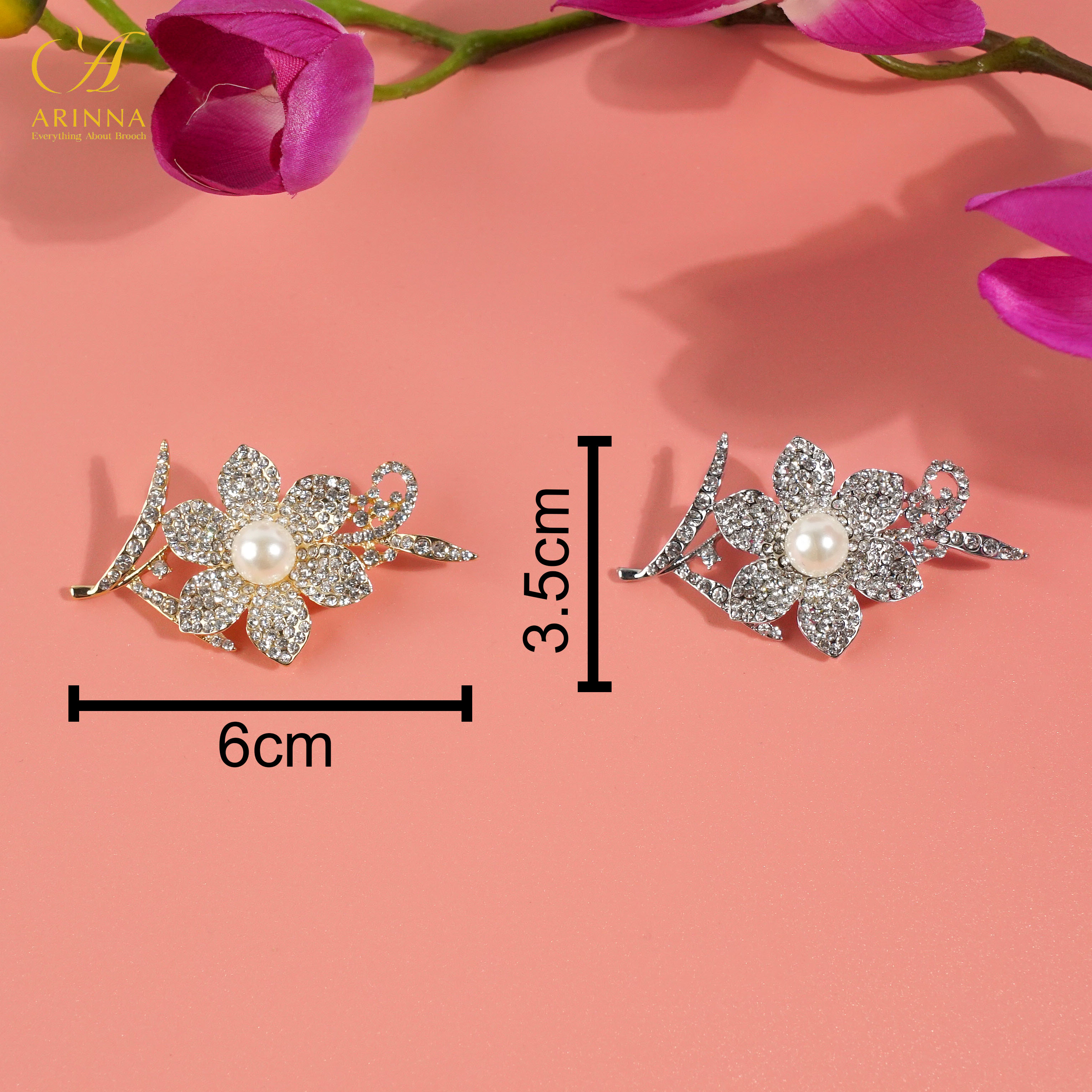 Arinna 2025 New Pearl Brooch Flower Pin Tudung Besar Bunga Bahu ...