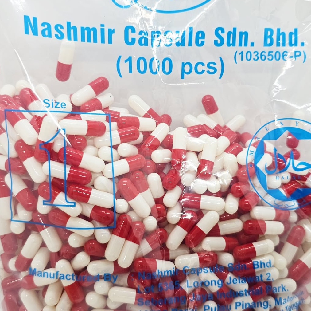 Kapsul Kosong Warna 空胶囊 Nashmir Empty Color Capsule 1000pcs (Size 1 ...