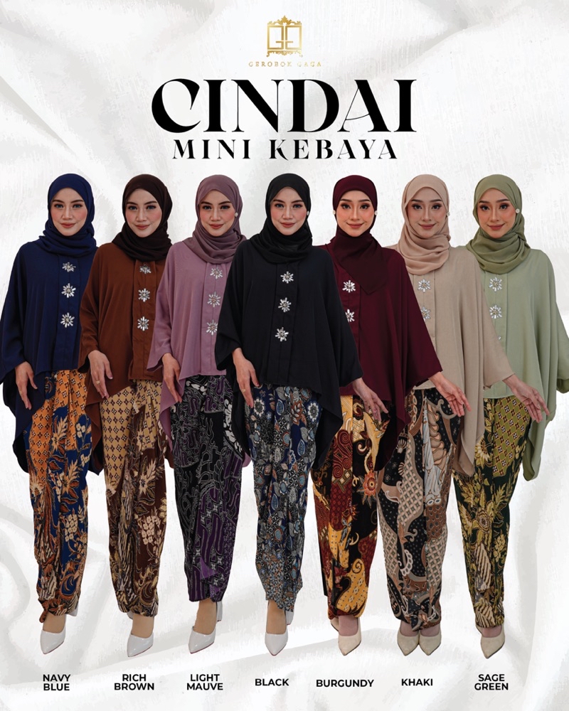 Cindai Kebaya Mini with Pario Batik(Free size) | Shopee Malaysia