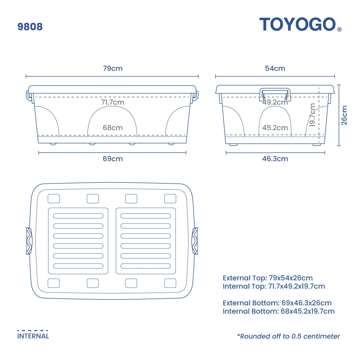 TOYOGO Large Storage Box with Wheels 9808 (80L) [2 units] | Shopee Malaysia