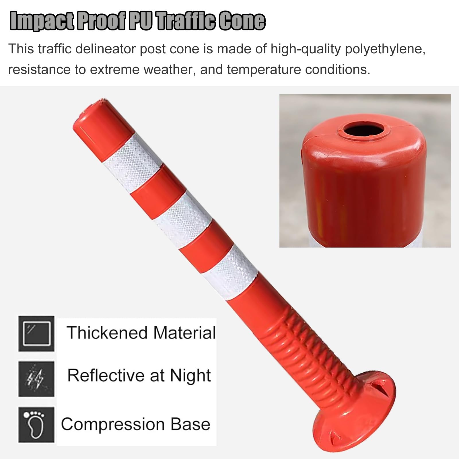 PU Safety Elastic Pole Cone Traffic Post Safety Cone Flexible Pole ...