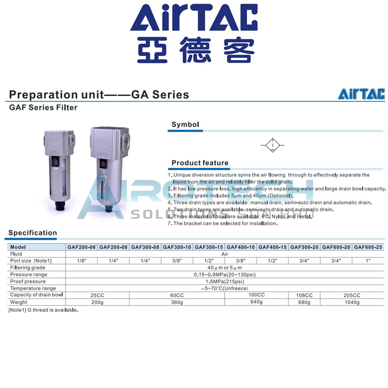 AirTAC GAF GA-Series Air Filter 1/8" 1/4" 3/8" 1/2" 3/4" 1" | Shopee Malaysia