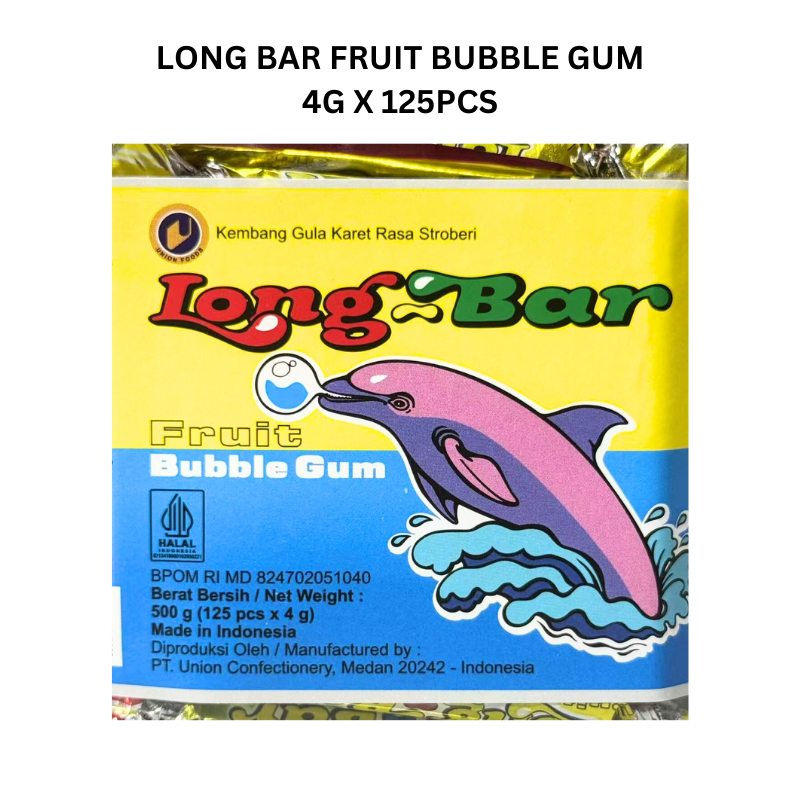 Halal LONG BAR FRUIT BUBBLE GUM 4G X 125PCS (Gula Getah) | Shopee Malaysia