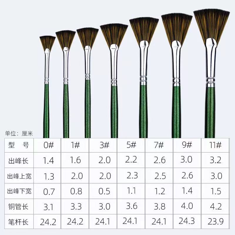 Berus Lukisan Monet Nylon Hair Fish Tail Fan Oil Paint Brush Gouache ...