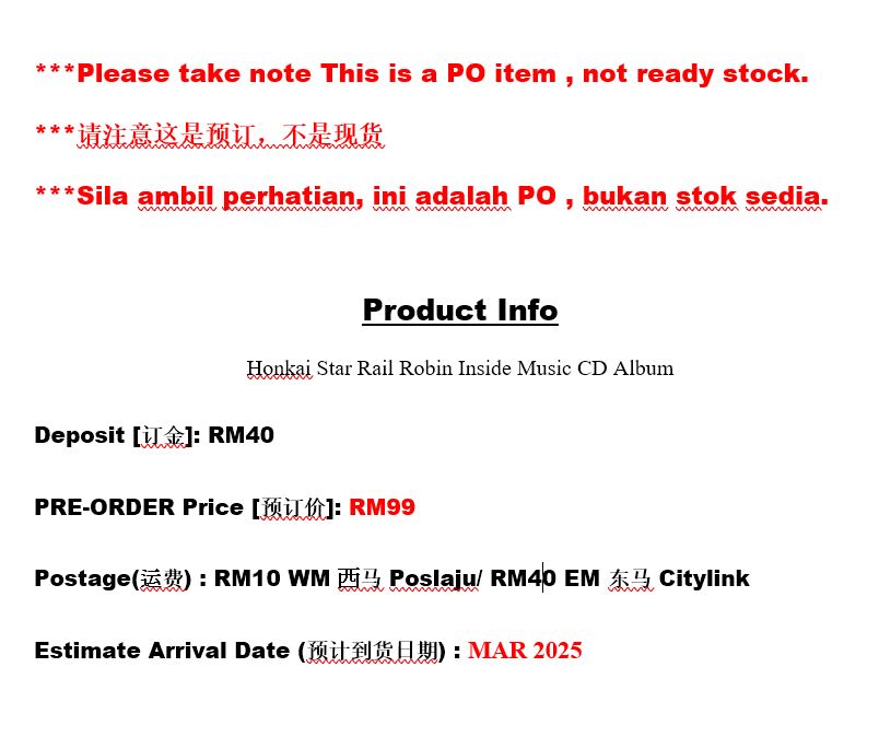 Honkai Star Rail Robin Inside Music CD Album | Shopee Malaysia