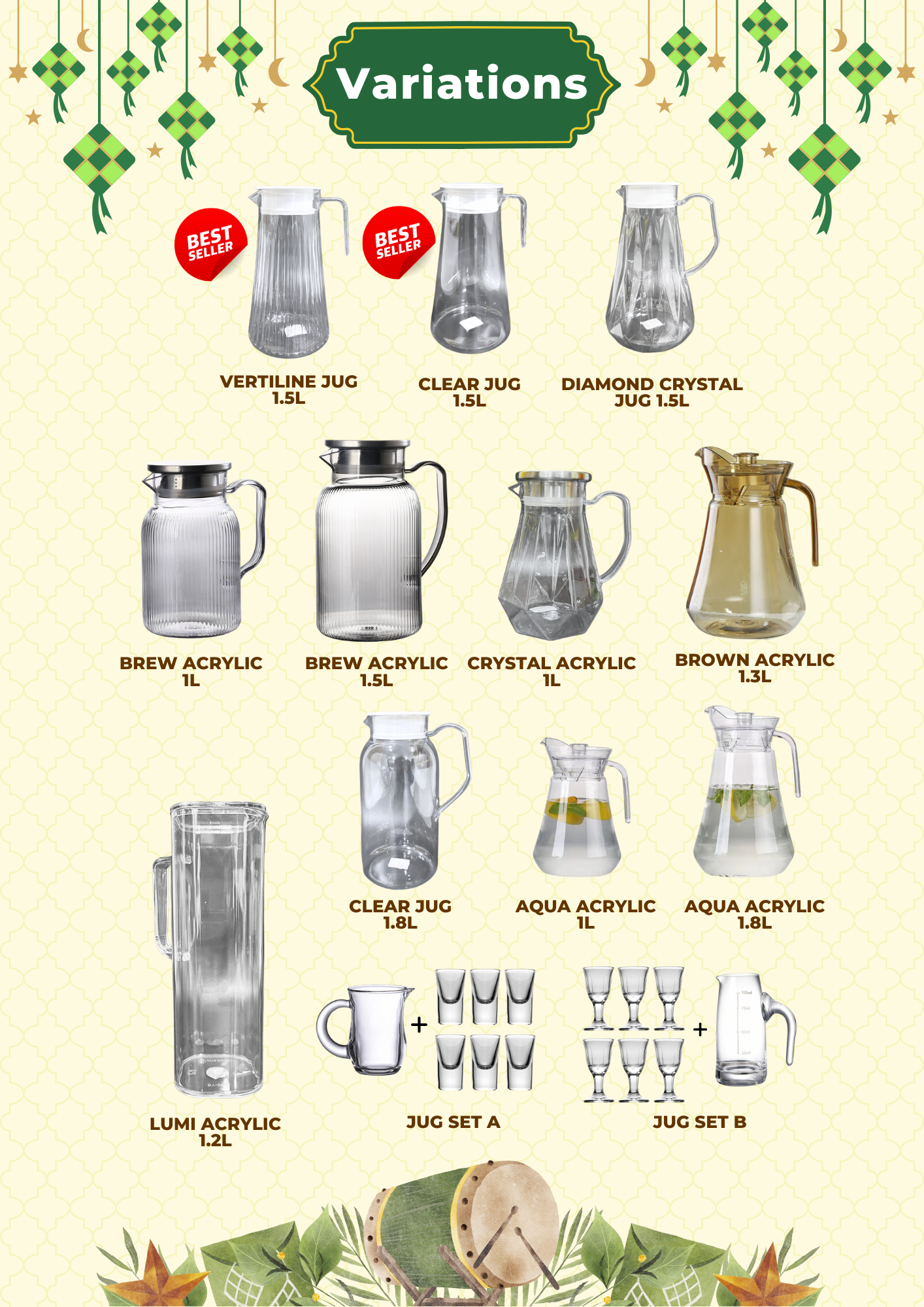 SUPERSAVE Acrylic Jug Air Sejuk Transparent Water Jug with Lid Plastic ...