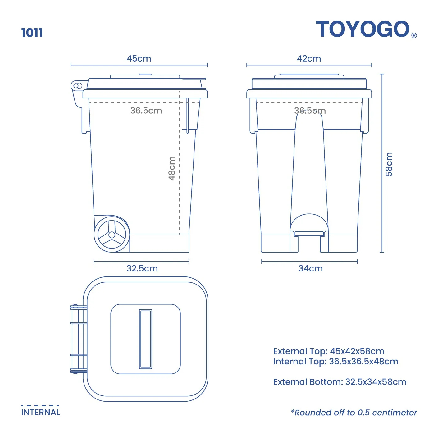 TOYOGO Medium Step Dustbin with Wheels 1011 (50L) [1 unit] | Shopee ...