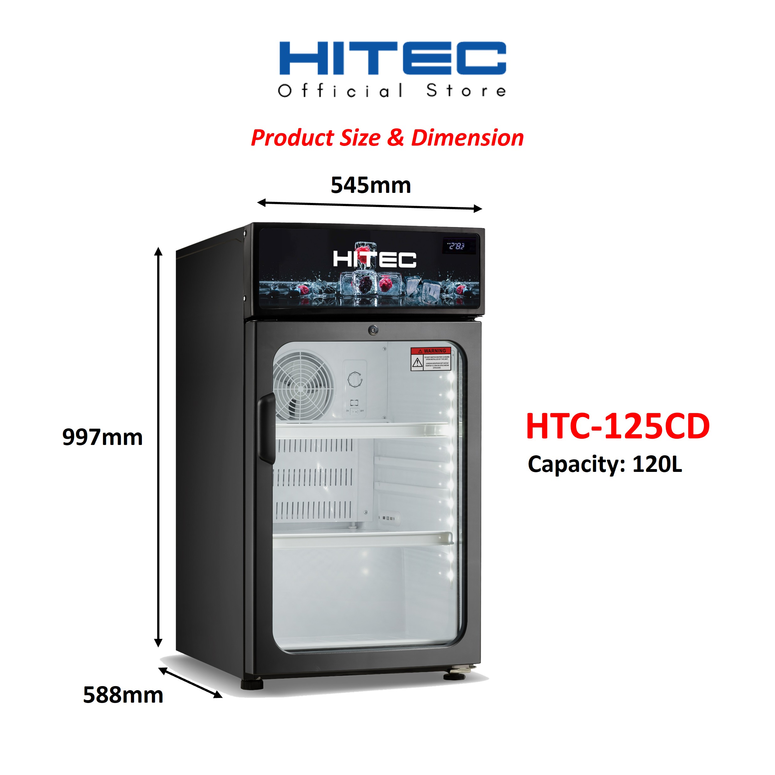 HITEC Mini Bar Chiller Display Chiller Mini 120L Showcase Table Top HTC ...