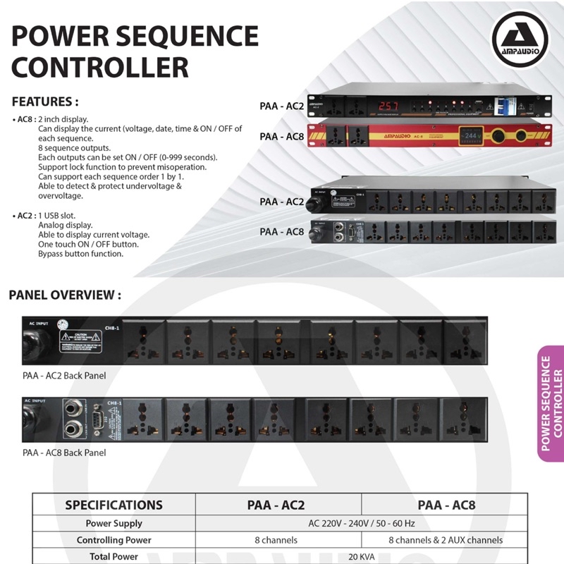 AMPAUDIO PAA-AC2 8-Channels Power Sequence Controller | Shopee Malaysia