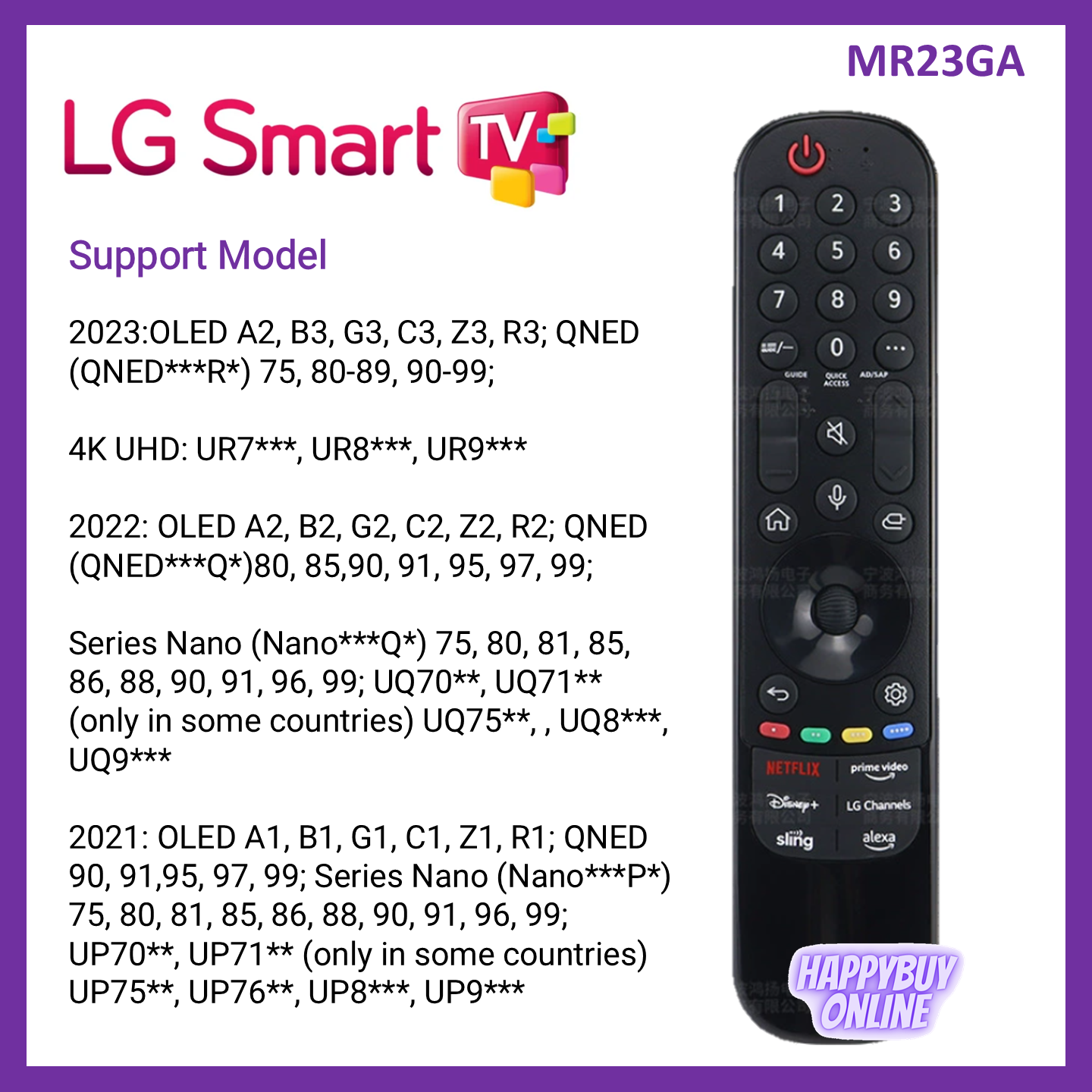 LG 4K QLED UHD Smart Google TV Magic Remote Control MR21GA MR22GA ...