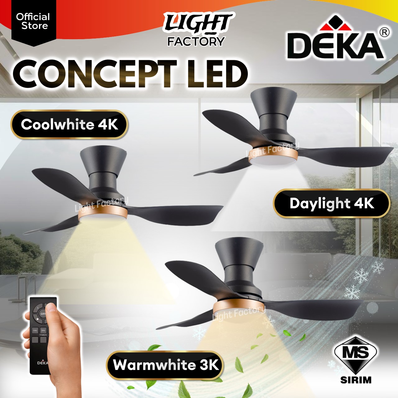 【FREE SHIPPING】DEKA CONCEPT MINI Fan 34" 42" 22" 16 Speed Remote ...