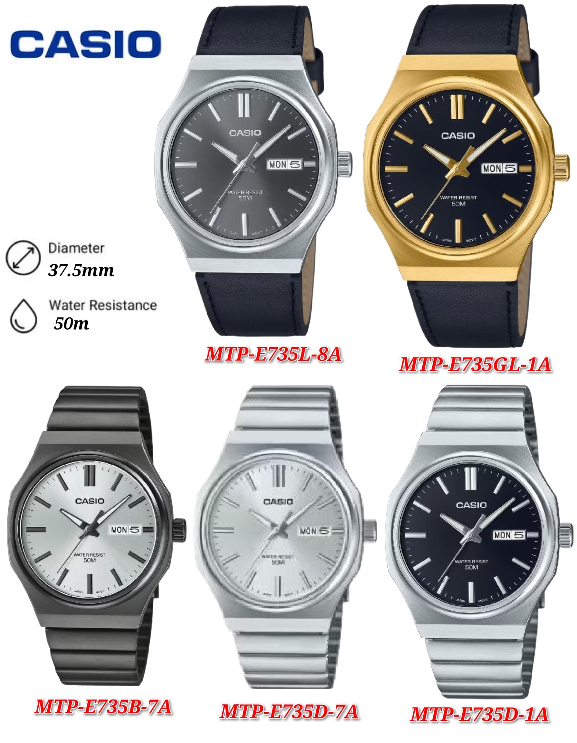 Casio General MTP-E735L / MTP-E735GL / MTP-E735B / MTP-E735D Men Watch- MTP-E735 | Shopee Malaysia