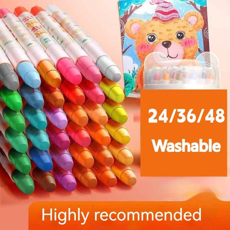 12/24/36/48 Colour Crayon For Kids Washable Non Toxic Colouring ...