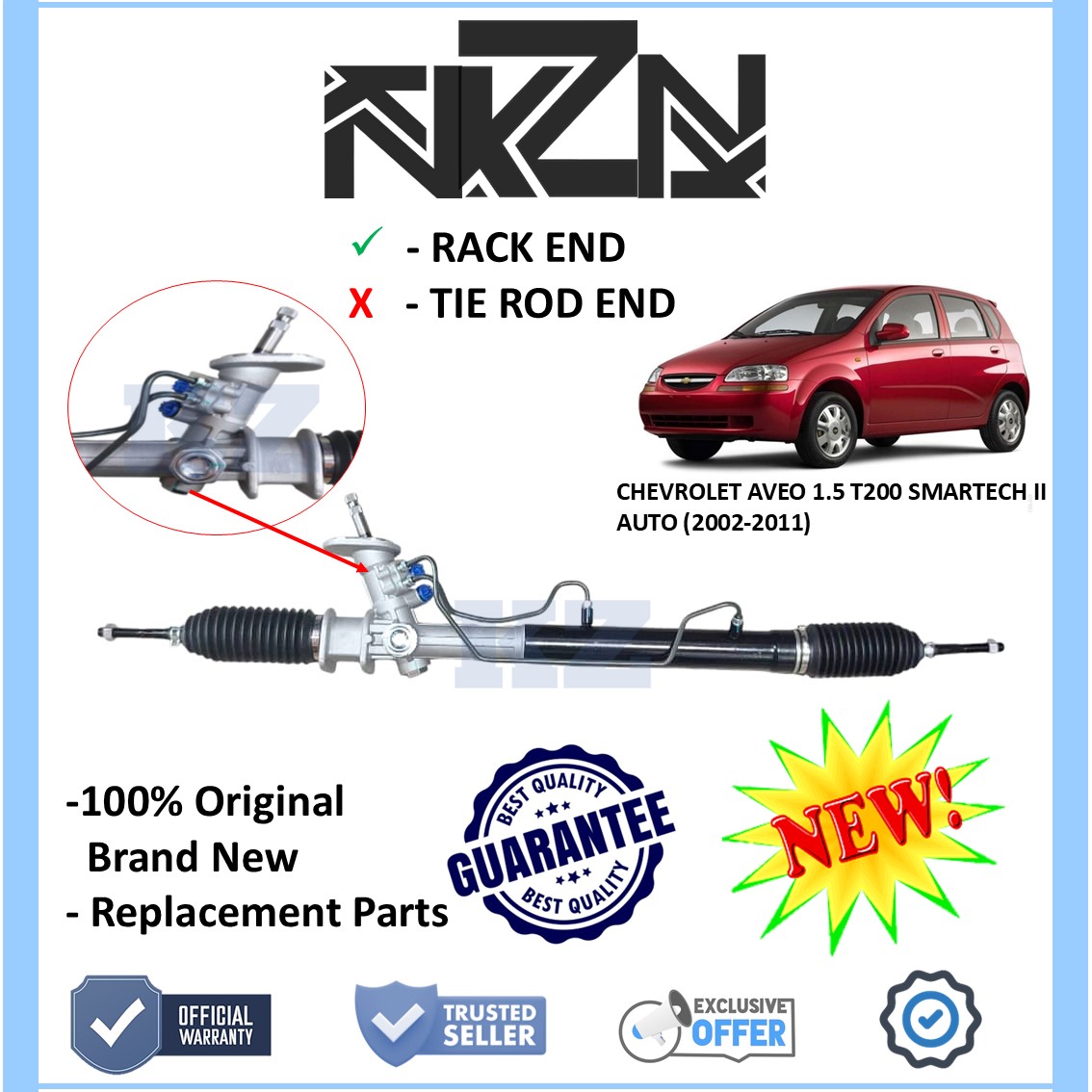 CHEVROLET AVEO 1.5 T200 SMARTECH II AUTO 2002-2011 POWER STEERING RACK ...