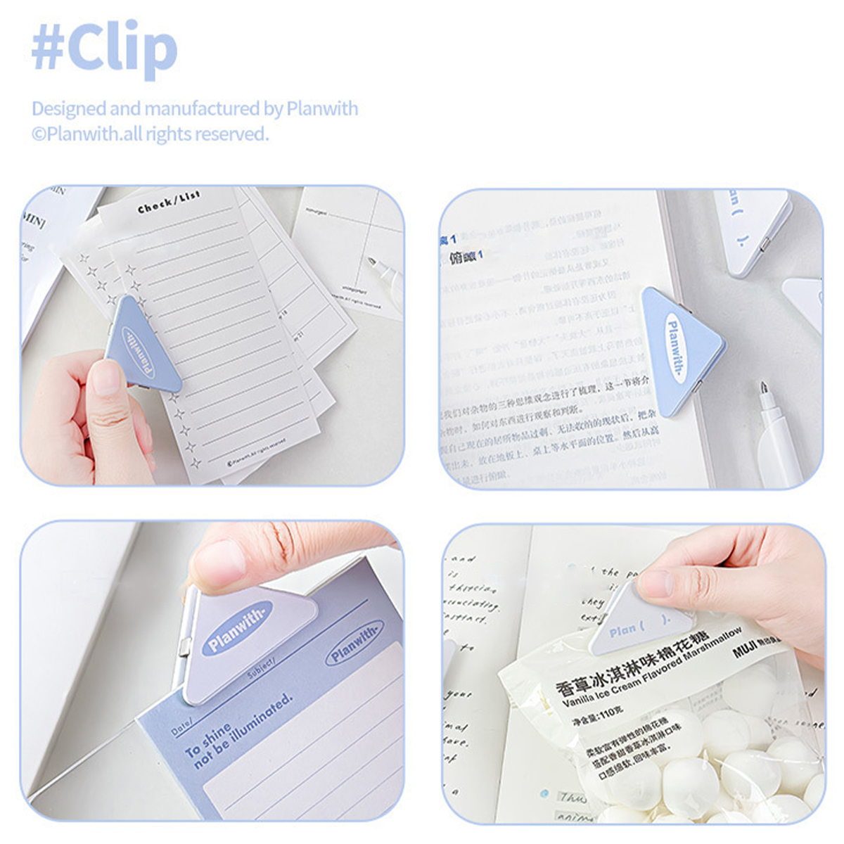 Triangular File Clip Plastic corner Index Clamp Paper Bookmark Memo ...