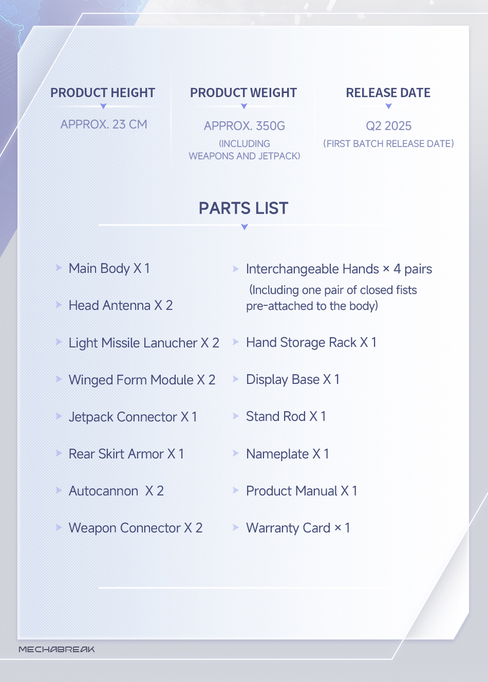 [PREORDER] Moshow x Mecha Break UBP-R02T Break Striker Model : Falcon ...