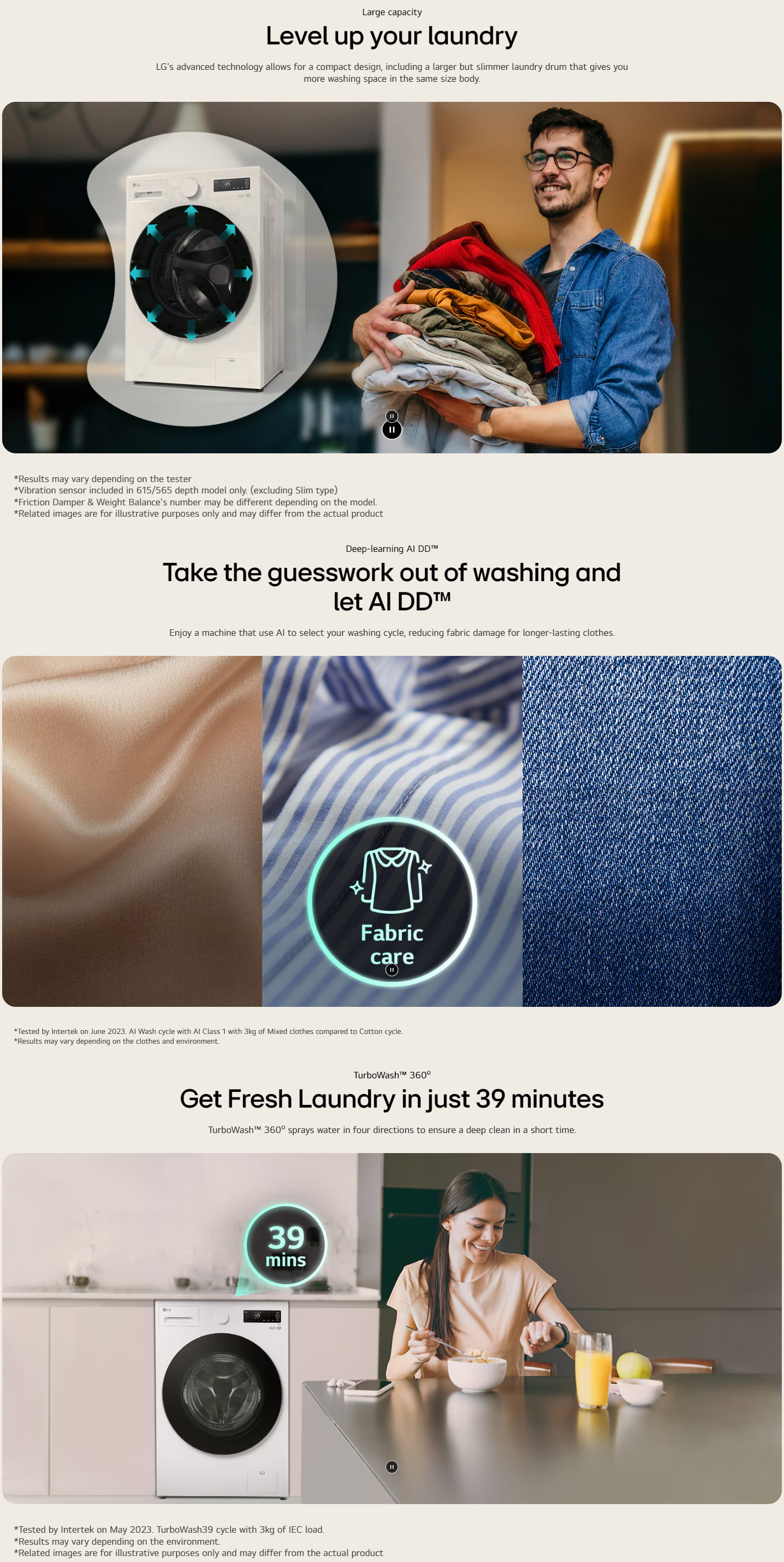 LG 15kg Slim Front Load Washer F2515SNTGE with AI Direct Drive™ and ...