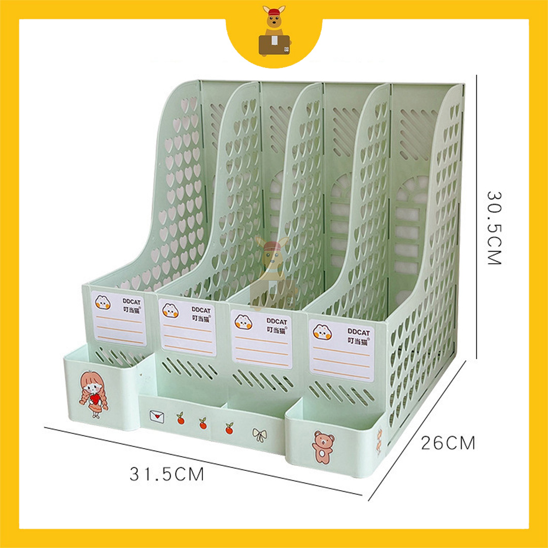 4 Slot Book Document Pencil Plastic Organizer Stand Desk Organizer ...