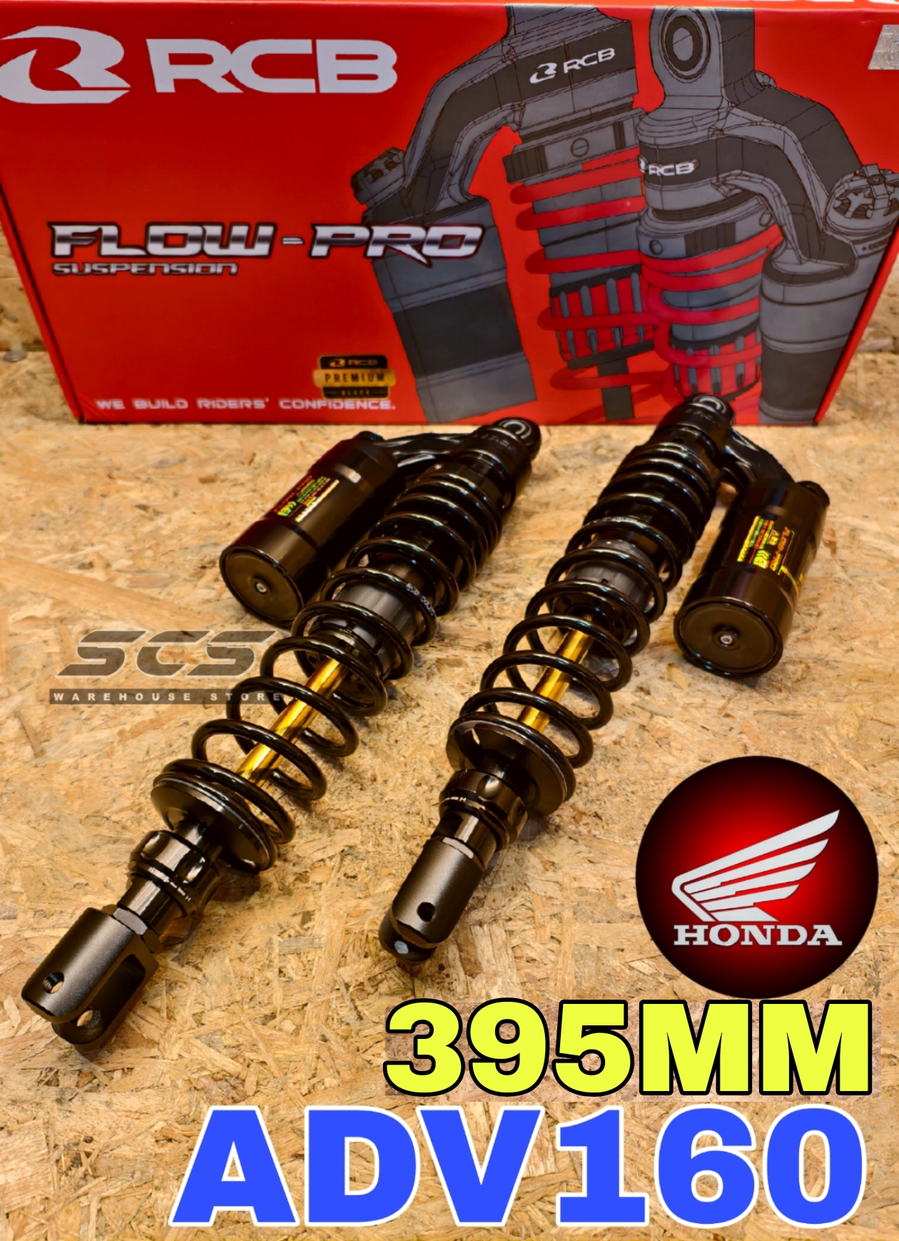 RCB FLOW PRO Series Absorber Honda ADV160 395mm Black Gold Accessories ...