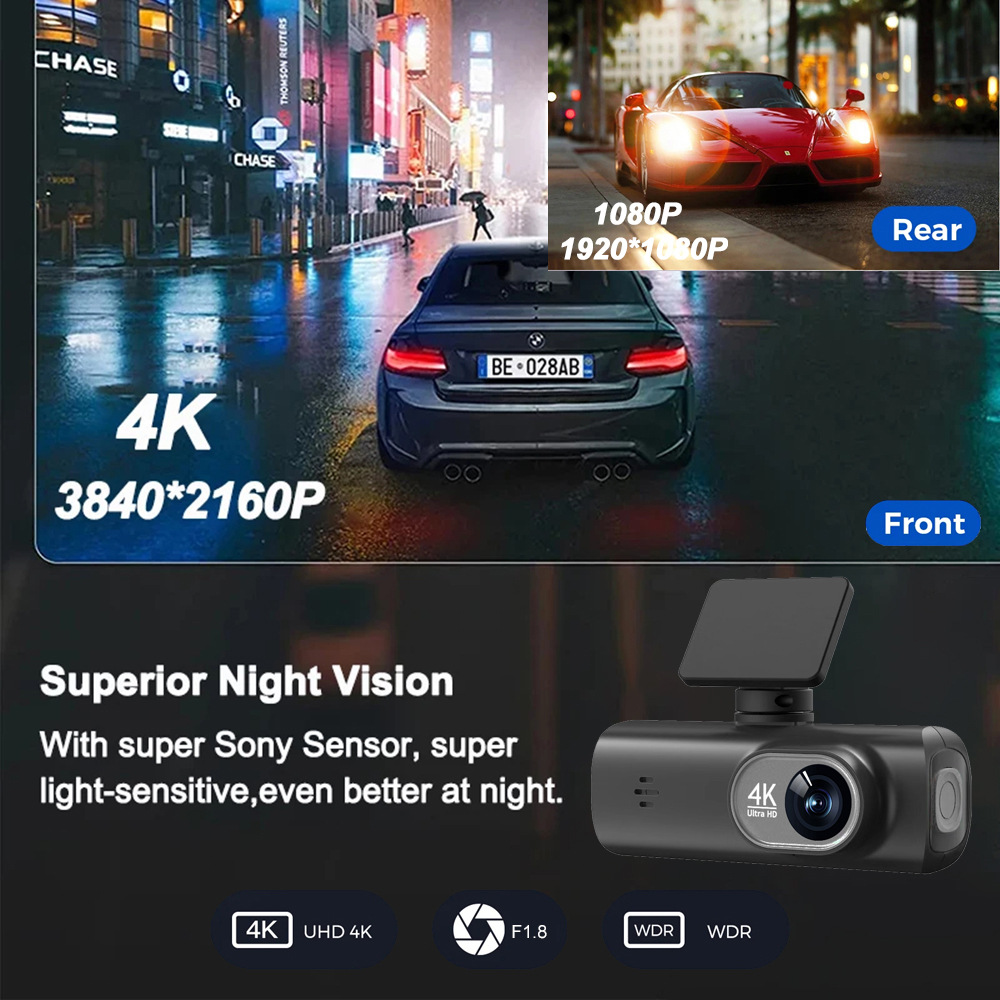 SANTINO V22 dual dash cam Car Dash Cam Pro Plus 4K UHD MDVR with GPS ...