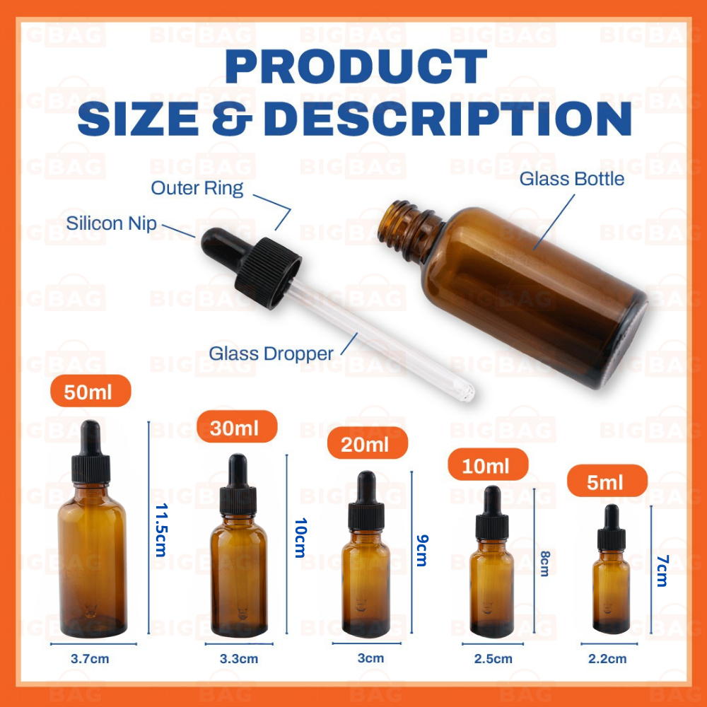 Glass Dropper Bottle Amber Glass Bottle Serum Bottle Travel Essential ...