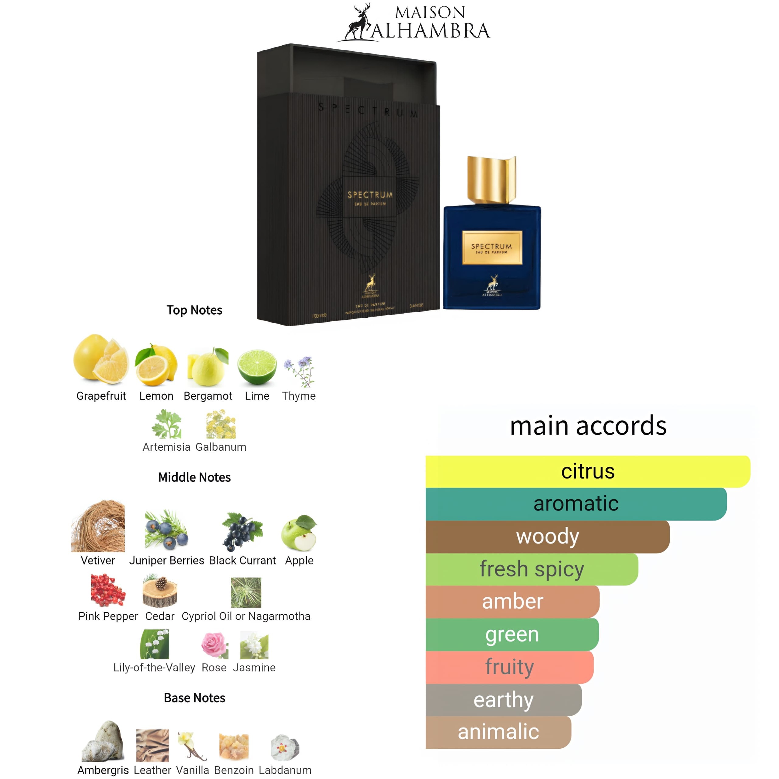 Spectrum A Pour Homme for men 100ml Dove EDP Maison Alhambra Ambergris ...