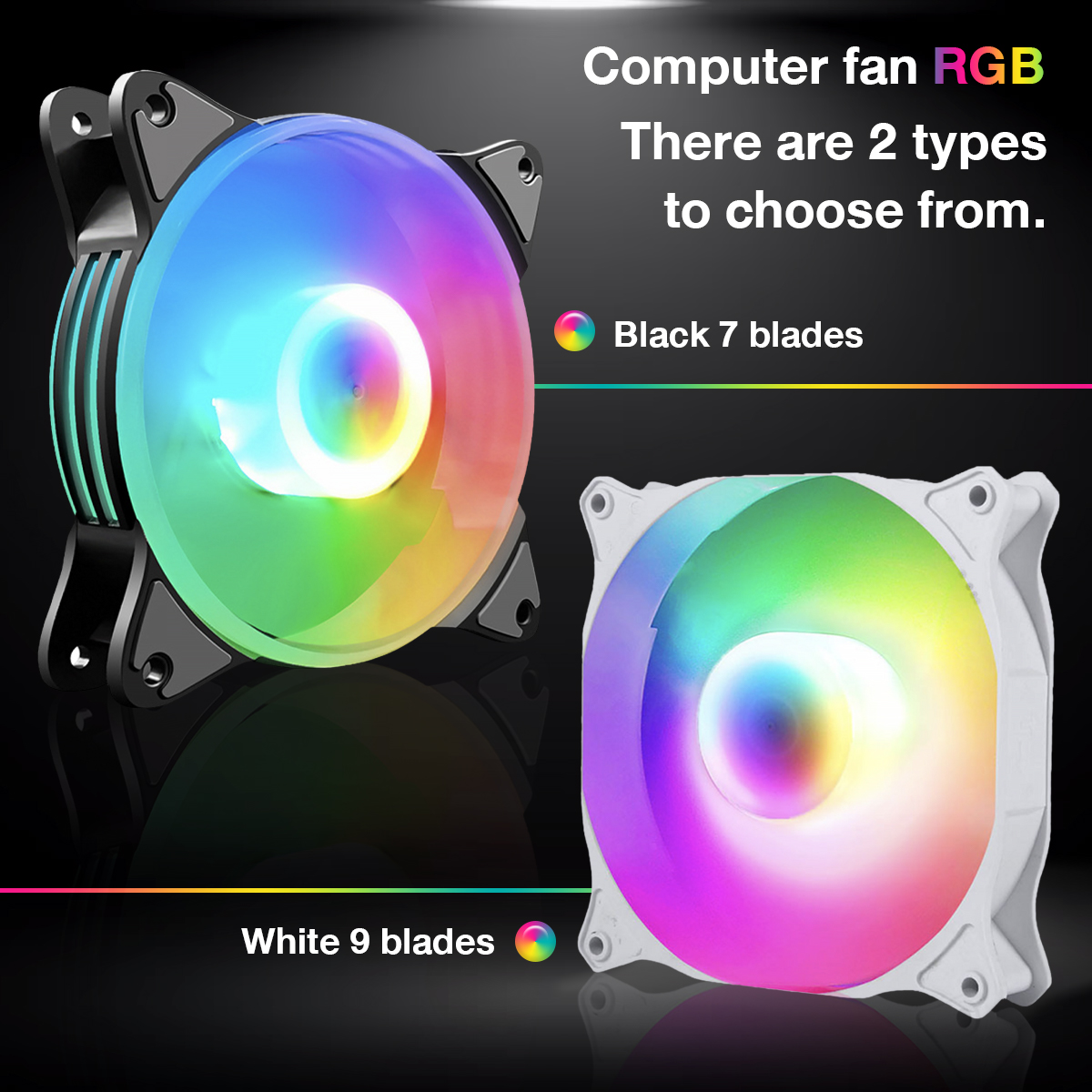 Desktop Fan Rainbow Colors cpu fan Mining Rig Fan PC Cooling Fan ...